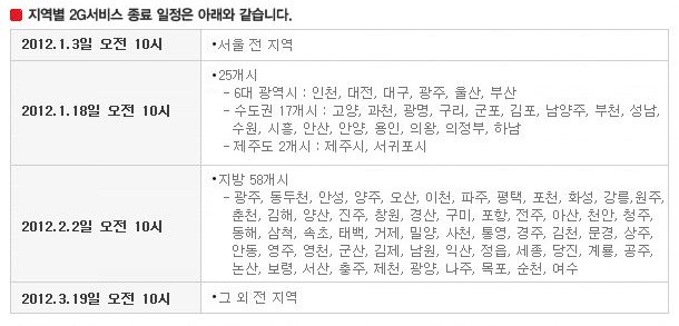 KT, 2G서비스 3월19일 종료…지역별 일정은?